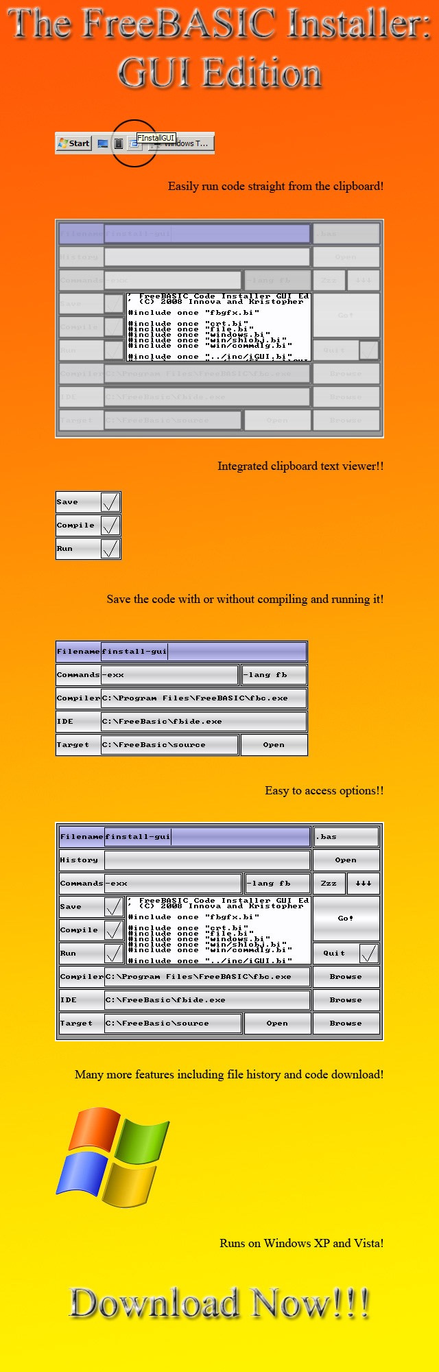The FreeBASIC Installer GUI Edition [Run Code on Clipboard!] - freebasic.net